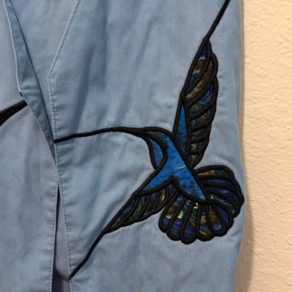 Vintage | Tops | Vintage Denim Vest With Hummingbird Embroidery Granny ...